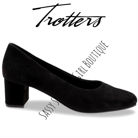 Trotters | Shoes | Trotters Black Suede Leather Chunky Heel Pump | Poshmark